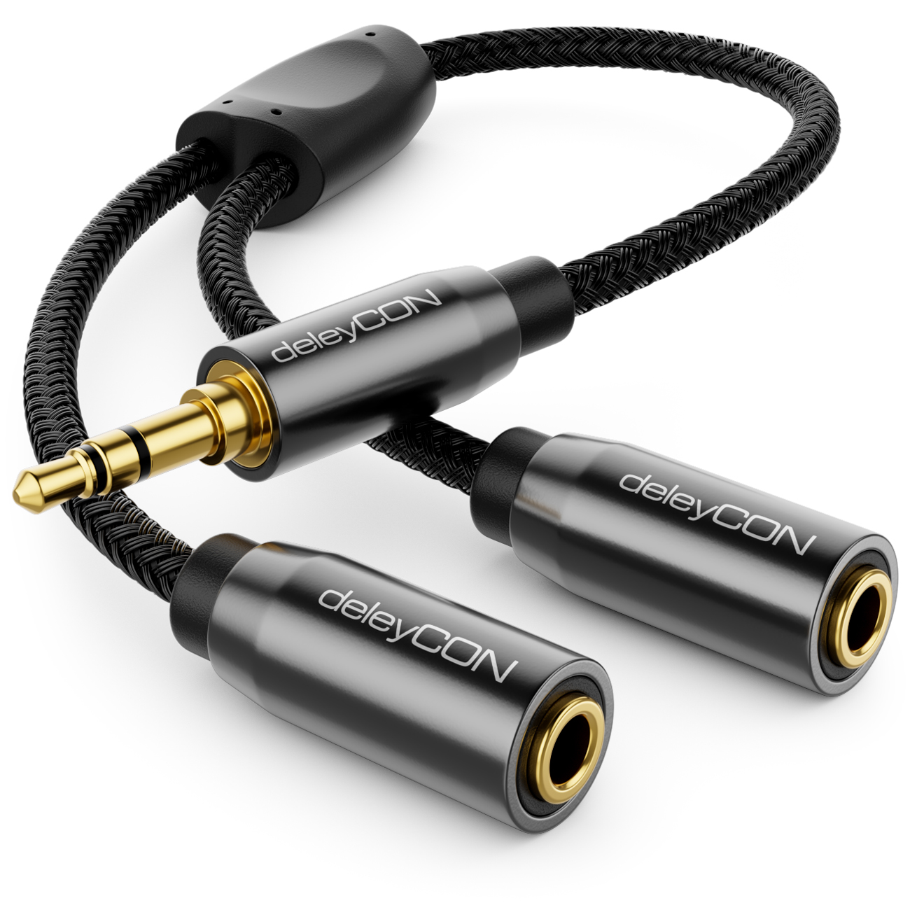 deleyCON 0,2m Audio Klinken Y Splitter Kabel – 3,5mm Stecker zu 2 x 3 ...